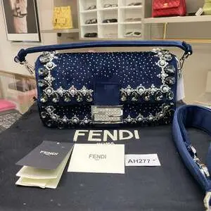 Fendi Embellished Velvet Shoulder Bag - Multicolor