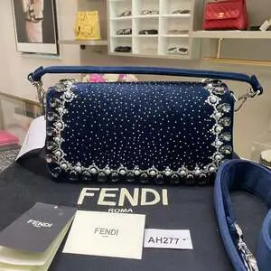 Fendi Embellished Velvet Shoulder Bag