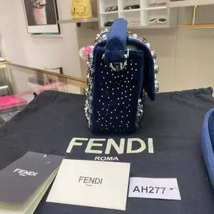 Fendi Embellished Velvet Shoulder Bag