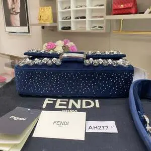 Fendi Embellished Velvet Shoulder Bag