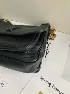 Saint Laurent Leather Shoulder Bag With Chain Strap