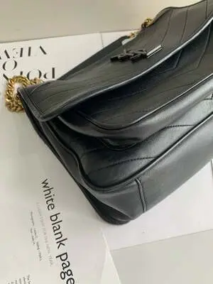 Saint Laurent Leather Shoulder Bag With Chain Strap