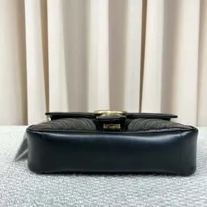 Gucci Black Leather Gg Marmont Heart Shoulder Bag