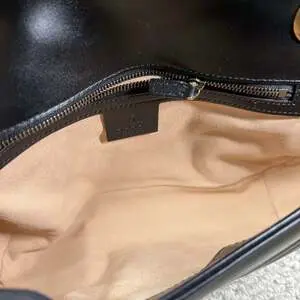 Gucci Black Leather Gg Marmont Heart Shoulder Bag