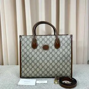 Gucci Monogram Leather Tote Bag - Multicolor