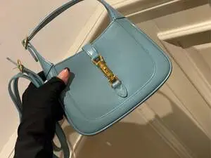 Gucci Leather Shoulder Bag With Gold Tone Clasp