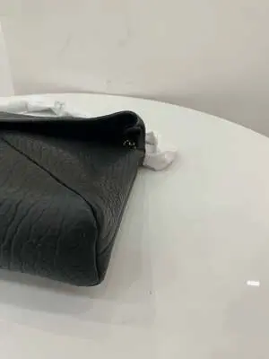 Saint Laurent Leather Clutch With Gold Tone Logo