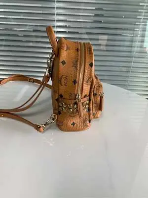 Mcm Leather Monogram Studded Backpack