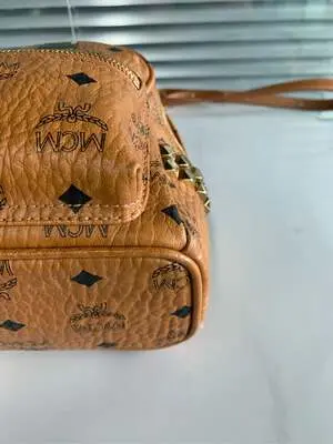 Mcm Leather Monogram Studded Backpack