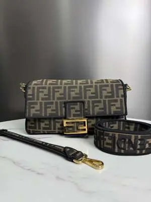 Fendi Monogrammed Leather Baguette Bag - Multicolor