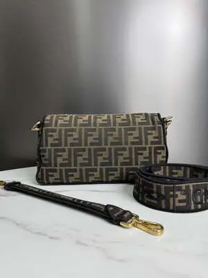 Fendi Monogrammed Leather Baguette Bag
