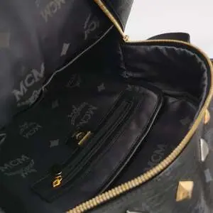 Mcm Leather Backpack With Stud Embellishments