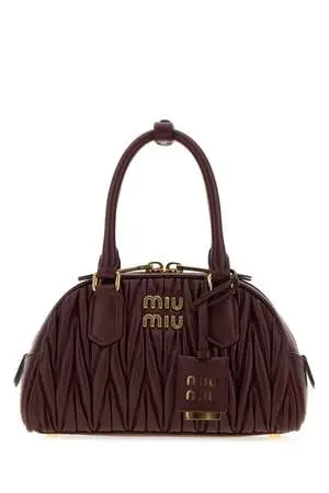 Miu Miu Burgundy Nappa Leather Arcadie Handbag Red