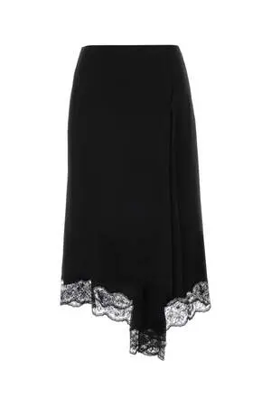 ALEXANDER MCQUEEN Alexander McQueen Black Lace Trimmed Crepe Skirt
