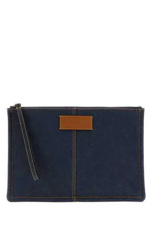 Fendi Denim Medium Clutch - Blue