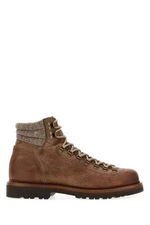 Brunello Cucinelli Lace-up Leather Ankle Boots - Brown