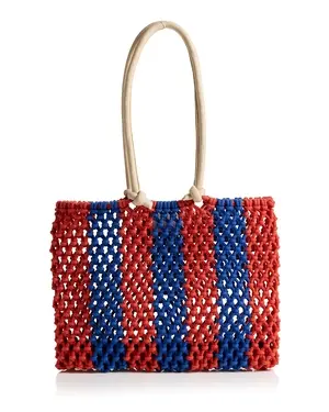 Clare V. Sandy Woven Beach Tote - Cobalt