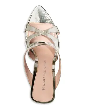 STUART WEITZMAN Rubie 85 Slide Sandals - Silver