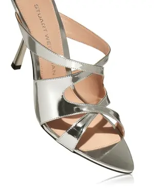 STUART WEITZMAN Rubie 85 Slide Sandals - Silver