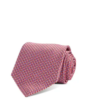 David Donahue Silk Classic Geometric Tie - Red