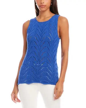 Karen Kane Crochet Sweater Tank Top - Blu