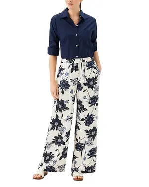 Karen Kane Floral Satin Wide Leg Pants - Print