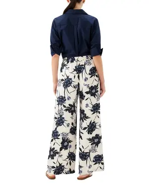 Karen Kane Floral Satin Wide Leg Pants