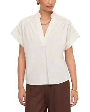 Fifteen Twenty Olive Short Sleeve V Neck Top - Cream