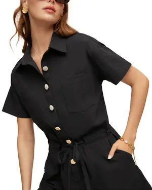Fifteen Twenty Short Sleeve Button-up Romper