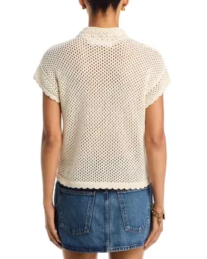 Vero Moda Eliana Crochet Knit Polo Cardigan