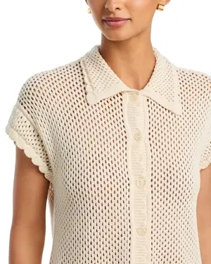 Vero Moda Eliana Crochet Knit Polo Cardigan