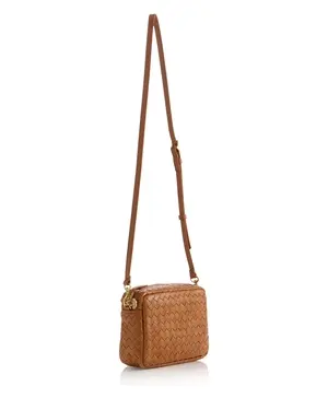 Clare V. Midi Sac Woven Leather Crossbody Bag - Natural