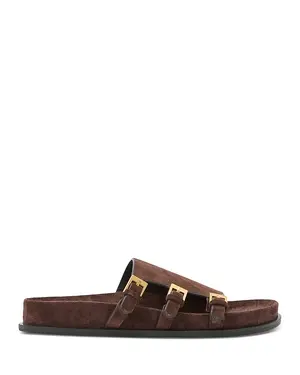 REISS Buckled Slide Sandals - Chocolate