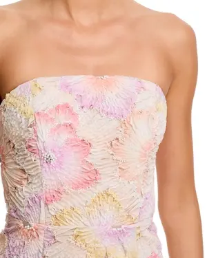 MILLY Kait Floral Embroidered Strapless Midi Dress