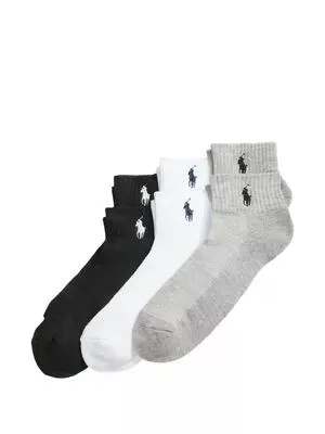 Polo Ralph Lauren Logo-embroidered Ribbed-knit Socks - Grey