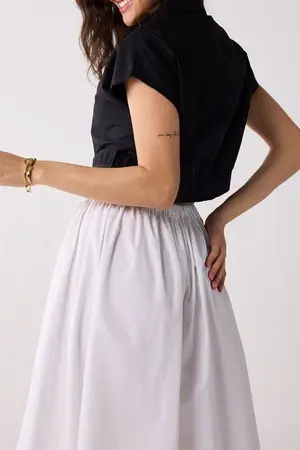 REISTOR Oversized Cropped Shirt With Cinched Waist