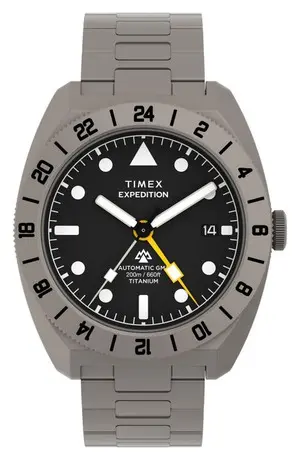 Timex® Expedition Pioneer Gmt Automatic Bracelet Watch - Titanium
