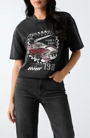 Guess Embellished Race Car T-shirt - Black Open