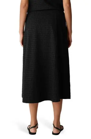 Eileen Fisher Box Weave Stretch Organic Cotton Midi Skirt