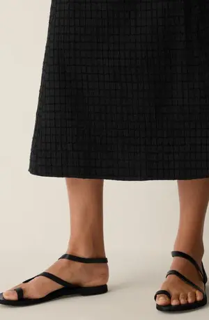 Eileen Fisher Box Weave Stretch Organic Cotton Midi Skirt