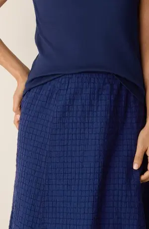 Eileen Fisher Box Weave Stretch Organic Cotton Midi Skirt