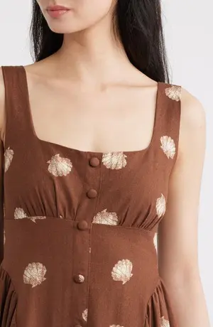 BLU PEPPER Seashell Print Sleeveless Midi Dress