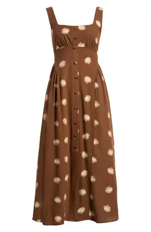 BLU PEPPER Seashell Print Sleeveless Midi Dress