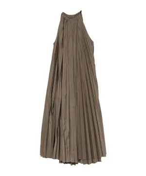 Max Mara Sleeveless Pleated Dress - Brown