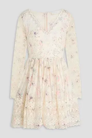 Zimmermann Floralprint Broderie Anglaise Cotton Mini Dress - Ivory