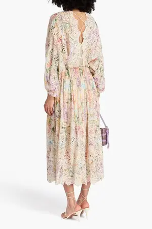 Zimmermann Cutout Floralprint Broderie Anglaise Midi Dress