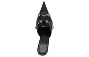 Balenciaga Cagole 80mm Mules - Black/silver