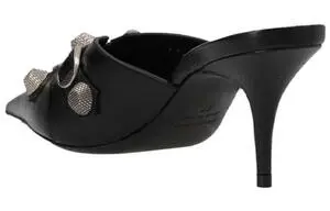 Balenciaga Cagole 80mm Mules - Black/silver