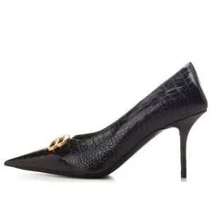 Balenciaga Square Knife Bb Croc-effect Leather Pumps - Black/gold