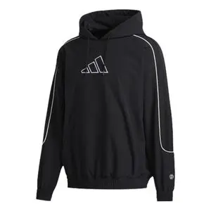 Adidas Embroidered Logo Hooded Pullover - Black
